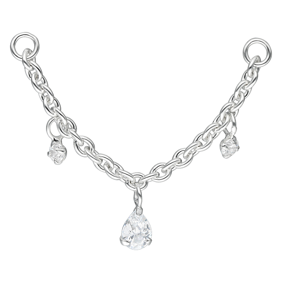 Crystal Dangling Teardrops Piercing Connection Chain - The Wildcat ...